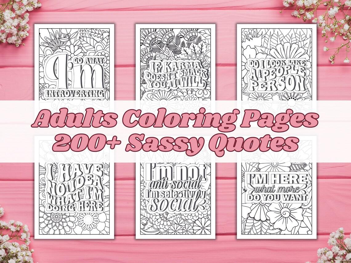 200 Coloring Pages for Adults, Coloring Book With Sassy Quotes ...