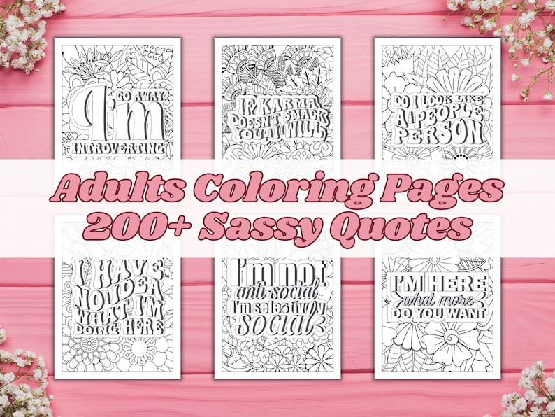 200 Coloring Pages for Adults, Coloring Book With Sassy Quotes ...