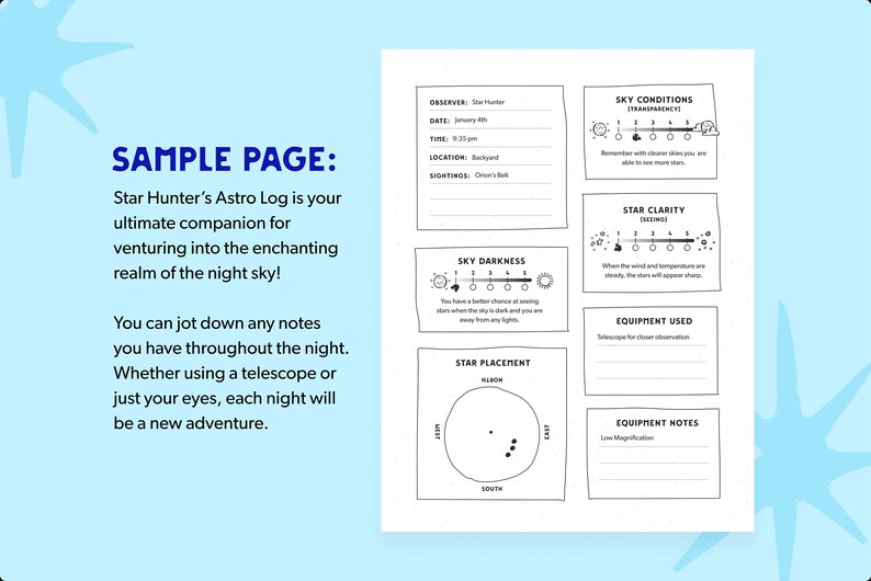 Printable Star Hunter’s Astro Log (digital Download) 8.5x11 ...