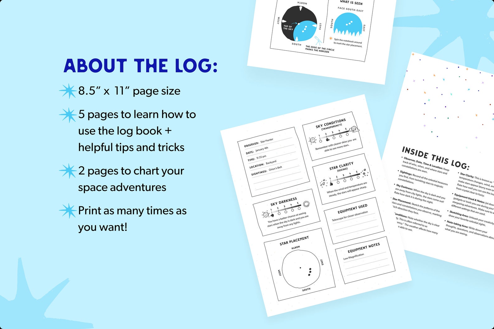 Printable Star Hunter’s Astro Log (digital Download) 8.5x11 ...