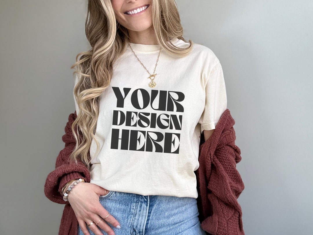 Ivory Comfort Colors 1717 Mockup Comfort Colors Ivory Mockup Female ...