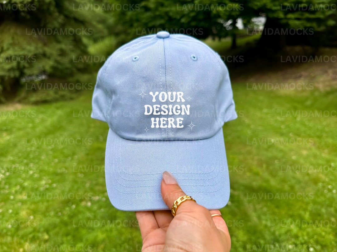 Light Blue Yupoong 6245CM Hat Mockup Light Blue Baseball Dad Cap Mockup ...