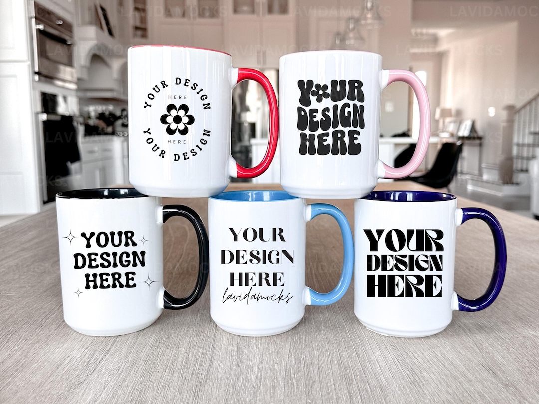 Printify 15oz Accent Mug Mockup All Color Accent Handle Mug Mock Accent ...