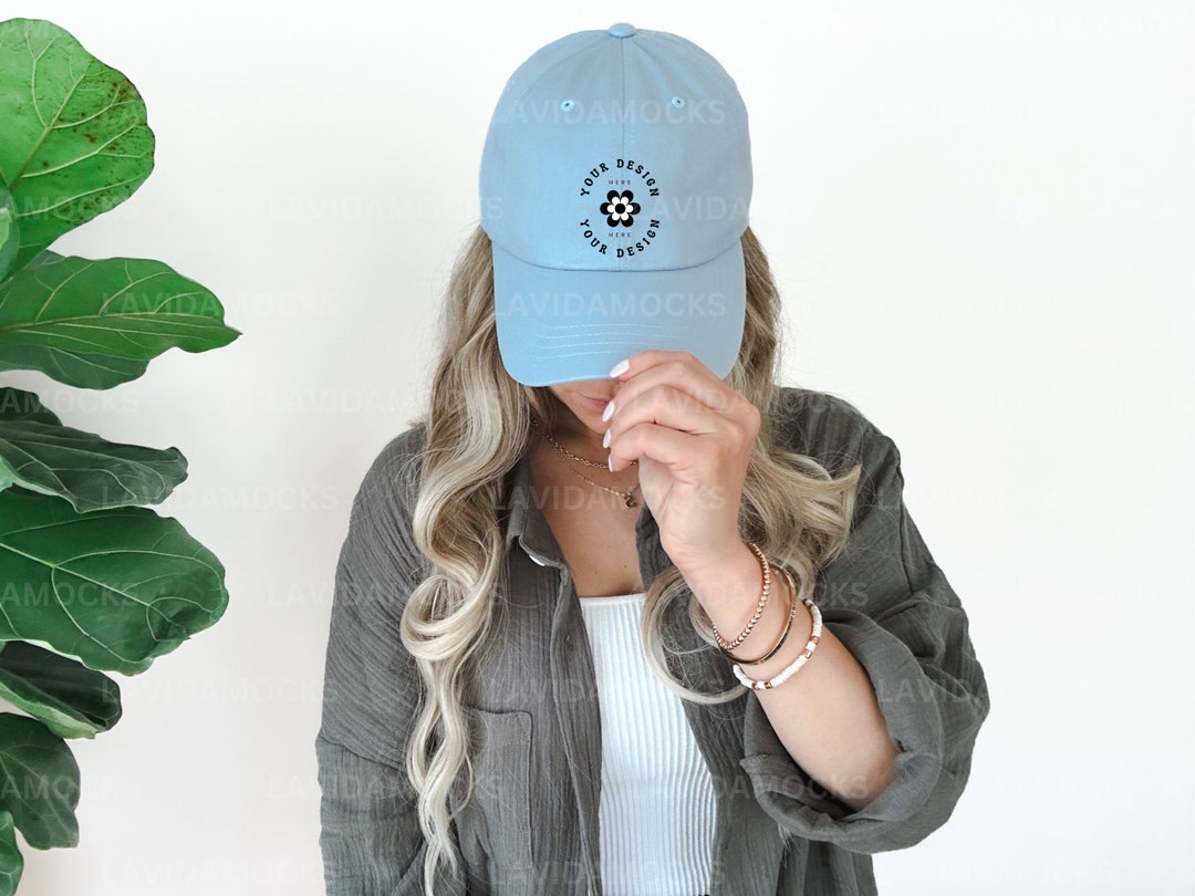 Light Blue Yupoong 6245CM Hat Mockup Light Blue Baseball Dad Cap Mockup ...