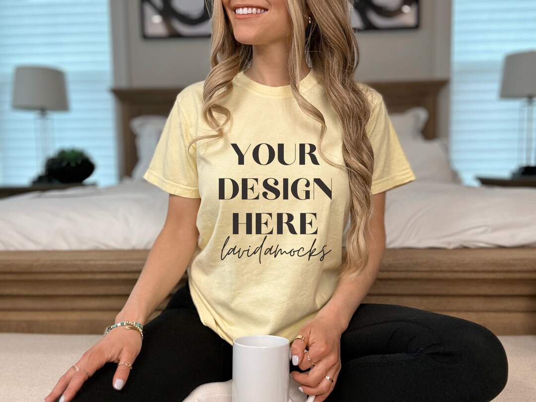 Butter Comfort Colors 1717 Mockup Comfort Colors Butter Mockup Female ...