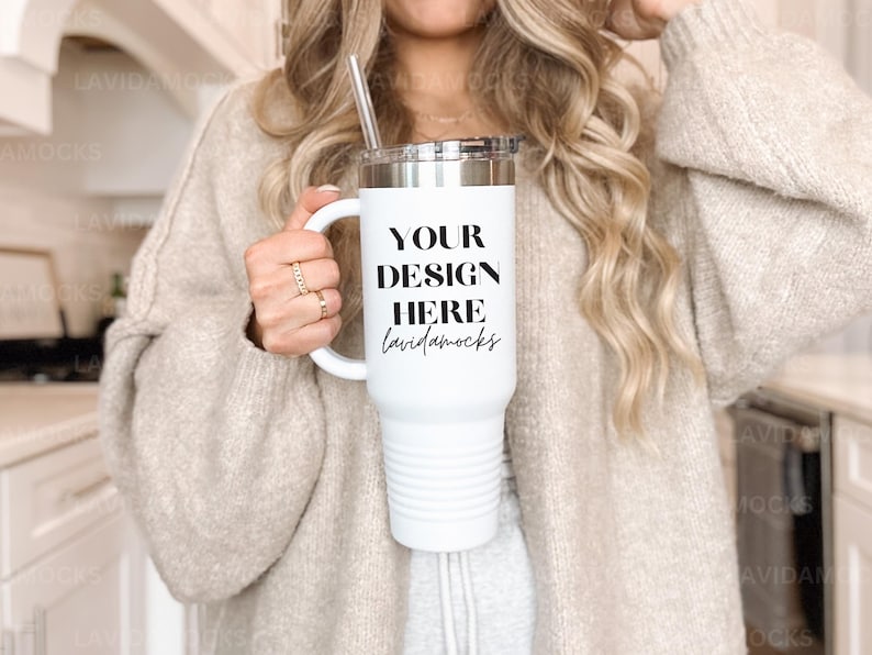 Printify 40 Oz Insulated Tumbler Mockup JPG White Polar Camel Mockup ...