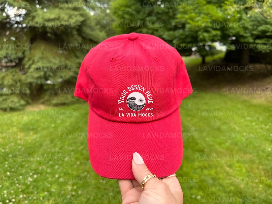 Cranberry Yupoong 6245CM Hat Mockup Cranberry Baseball Dad Cap Mockup ...