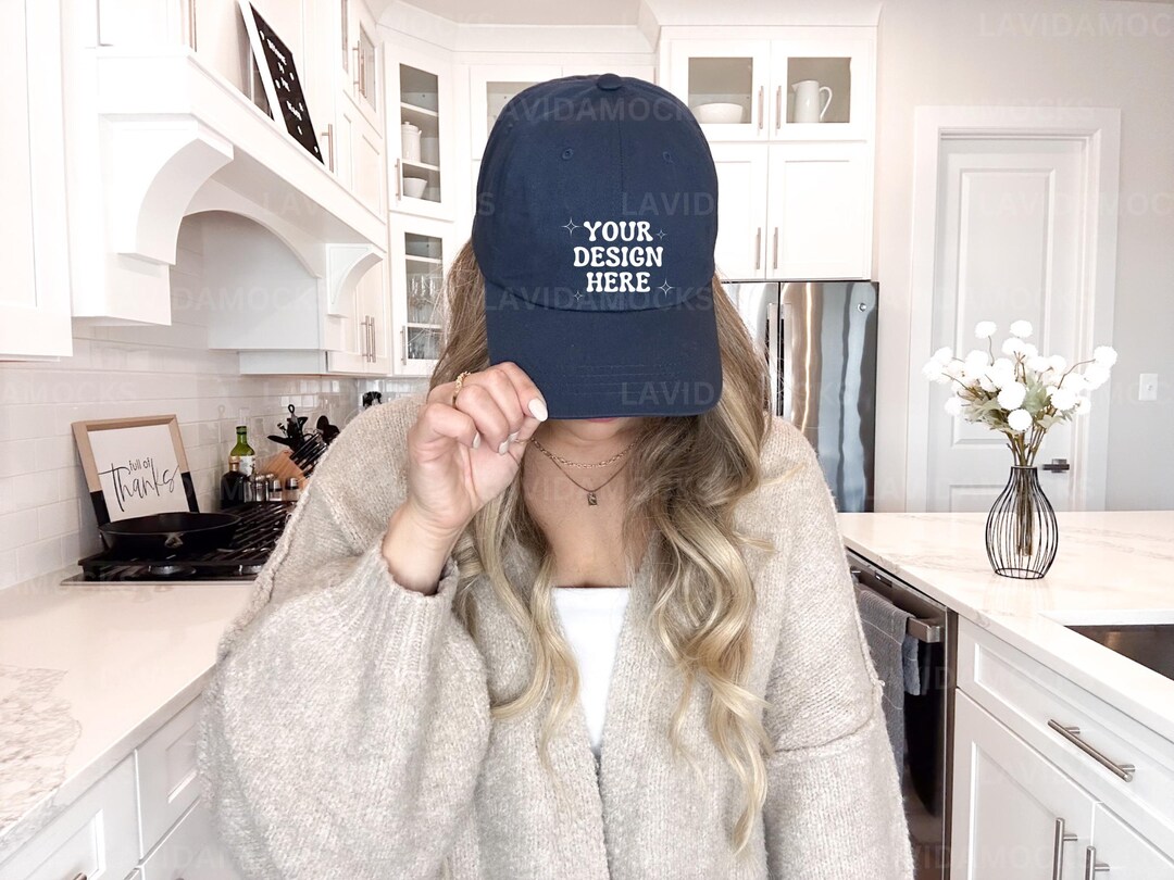 Yupoong 6245CM Navy Hat Mockup Navy Dad Hat Mockup Baseball Stone ...