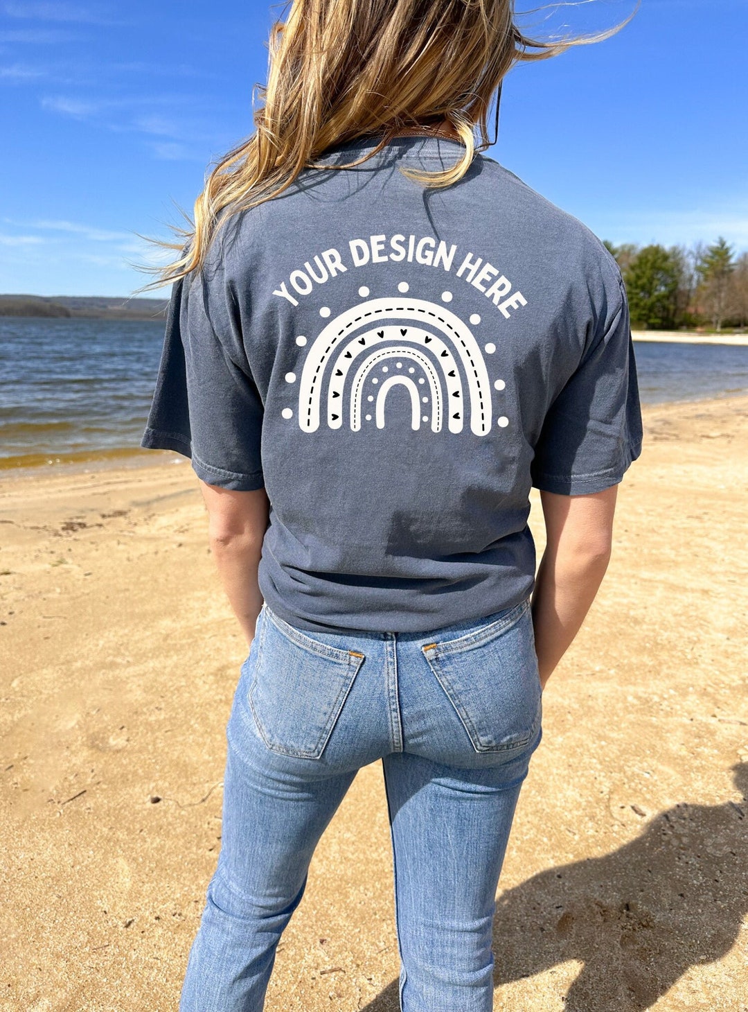 Denim Comfort Colors 1717 Back of Shirt Mockup Comfort Colors Denim ...