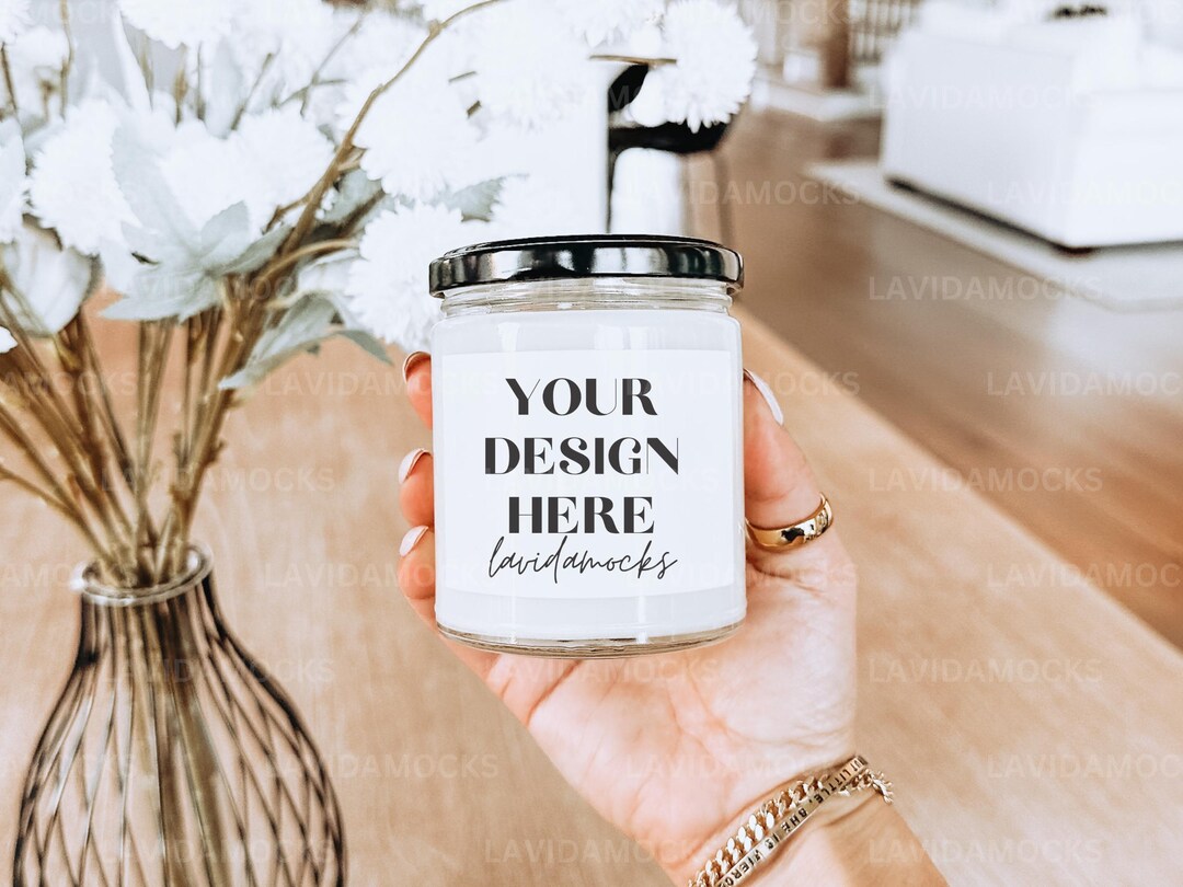 Printify Scented Soy Candle 9oz Mockup 9oz Candle Mockup Lifestyle ...