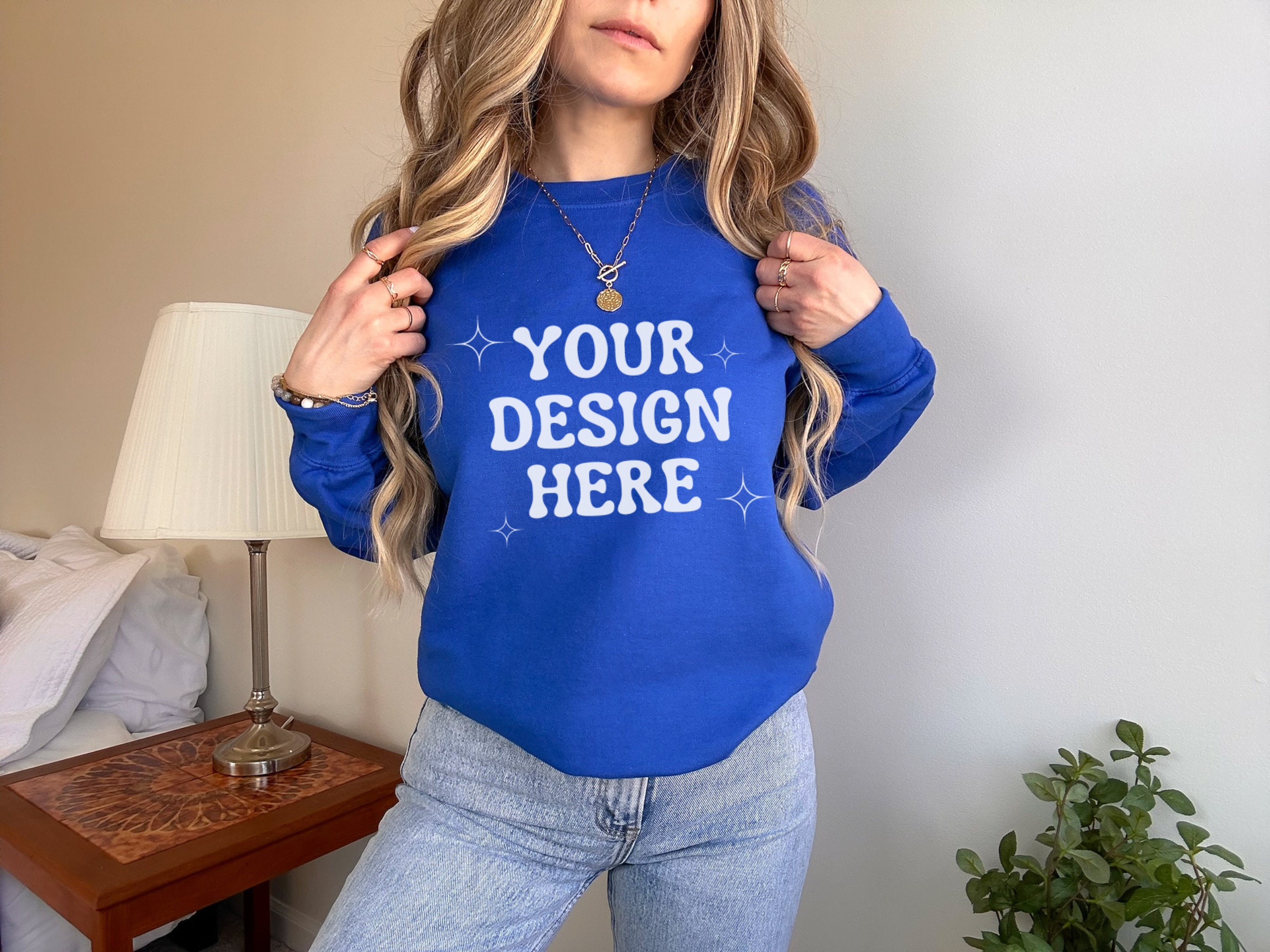 Royal Blue Gildan Sweatshirt Mockup Trendy Female Gildan 18000 Royal ...