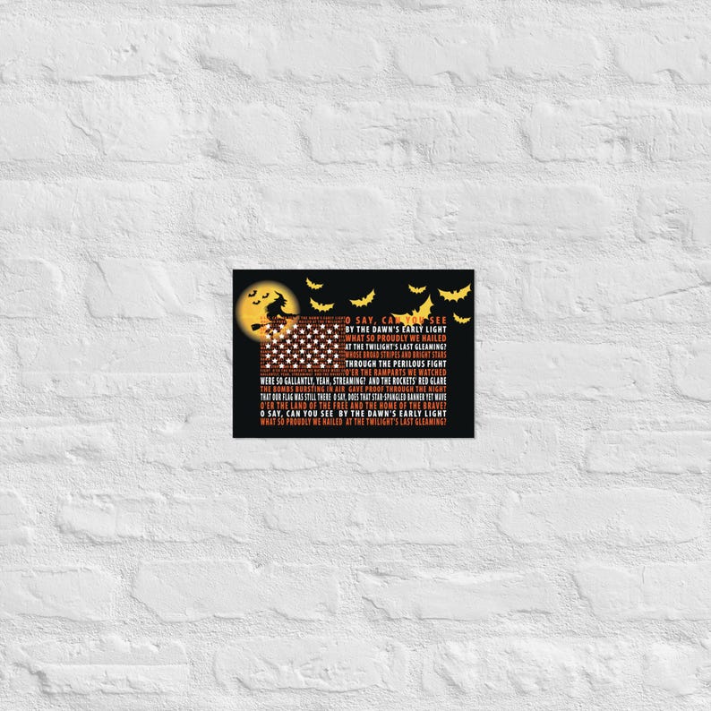 Halloween Patriotic Poster, Spooky American Flag Art, Gothic USA Decor ...