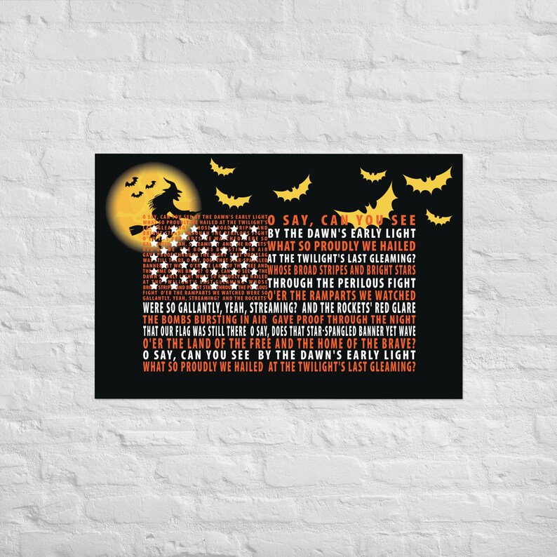 Halloween Patriotic Poster, Spooky American Flag Art, Gothic USA Decor ...