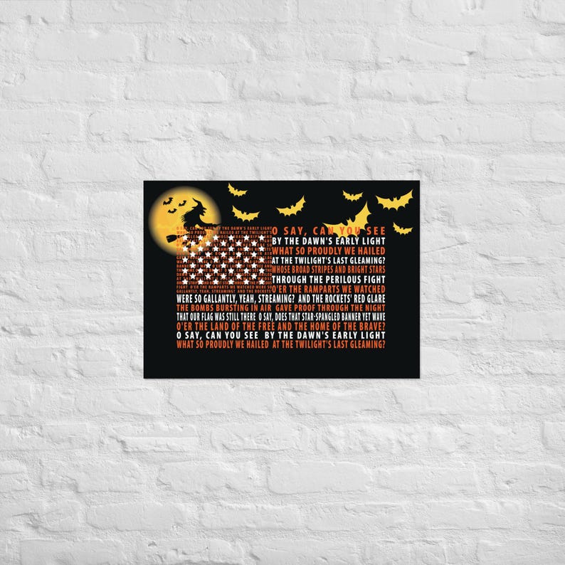 Halloween Patriotic Poster, Spooky American Flag Art, Gothic USA Decor ...