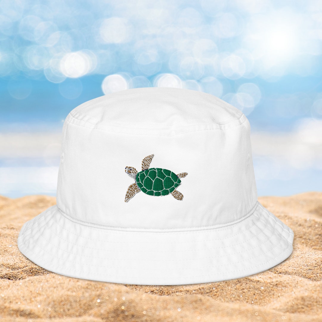 Sea Turtle Organic Bucket Hat, Ocean Themed Apparel, Ocean Bucket Hat ...