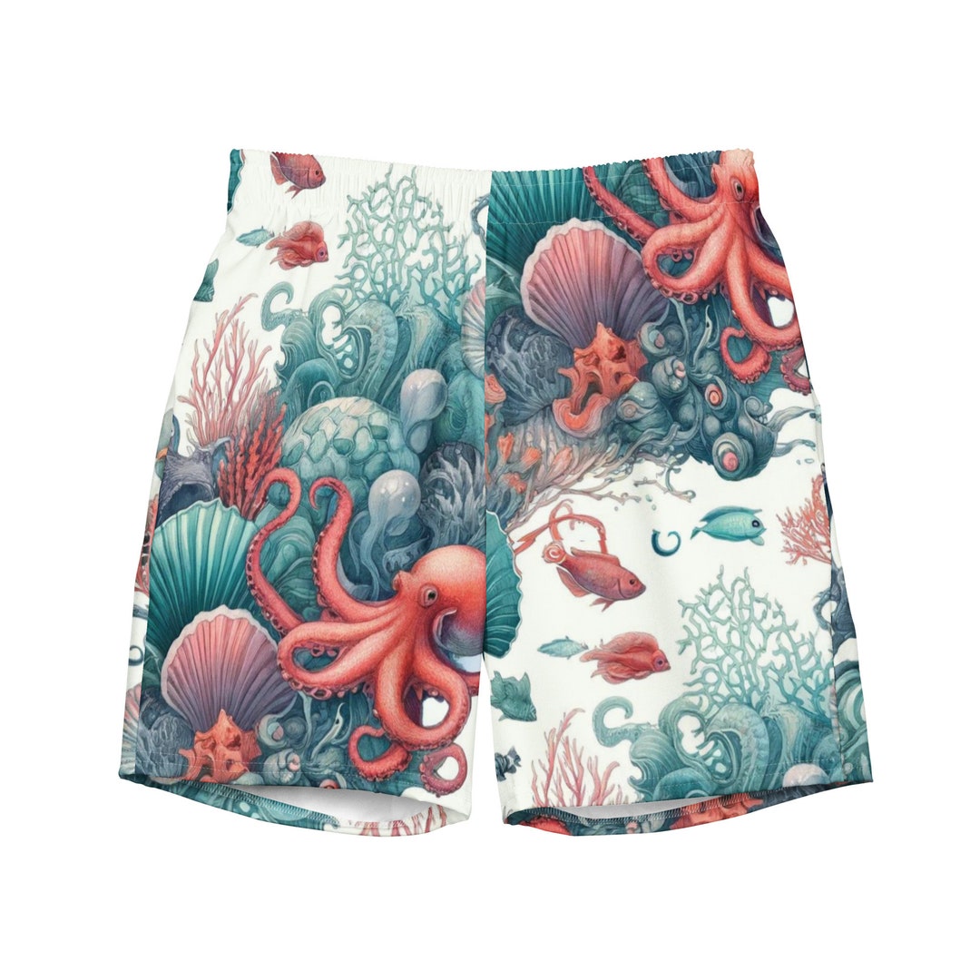 Octopus Coral Reef Men's Swim Trunks - Etsy