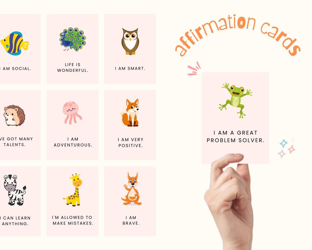 Affirmation Cards for Kids Printable, Animal Theme, Children's Positive ...