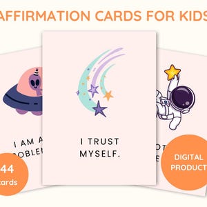 Affirmation Cards for Kids Printable, Space Theme, Children's Positive ...