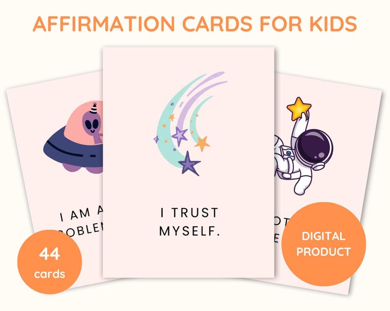 Affirmation Cards for Kids Printable, Space Theme, Children's Positive ...