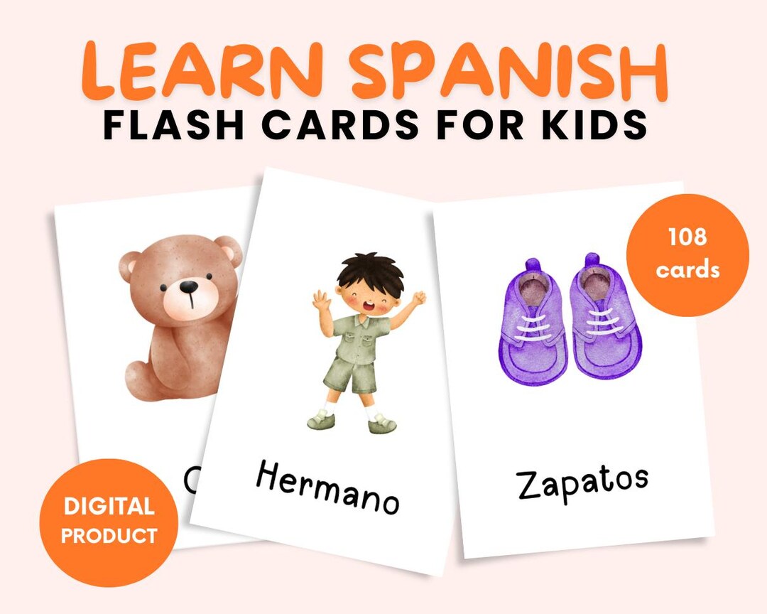 Spanish Learning Printables, Kids Learning Cards, Spanish for Beginners ...