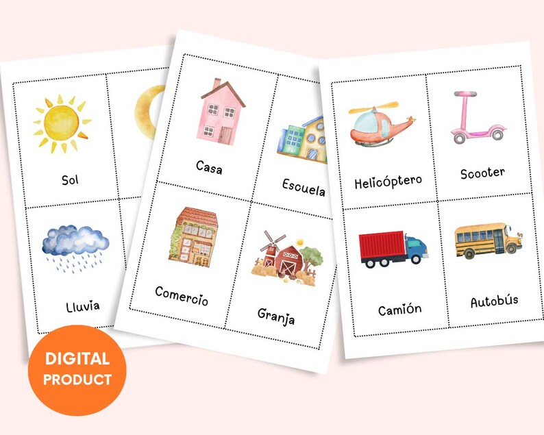 Spanish Learning Printables, Kids Learning Cards, Spanish for Beginners ...