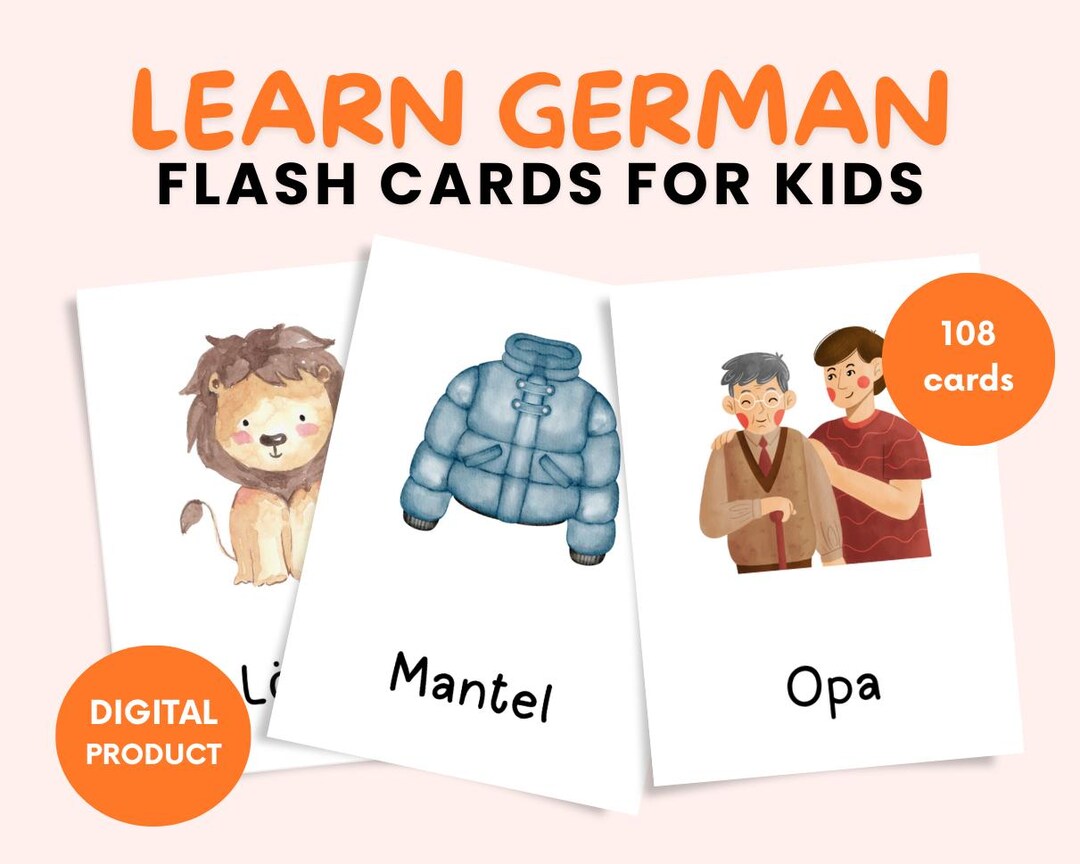 German Learning Printables, Kids Learning Cards, German for Beginners ...