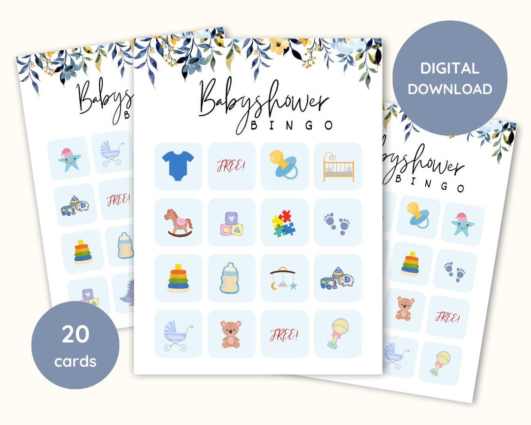 Blue Boy Baby Shower Bingo, Baby Shower Games, Printable Baby Bingo ...