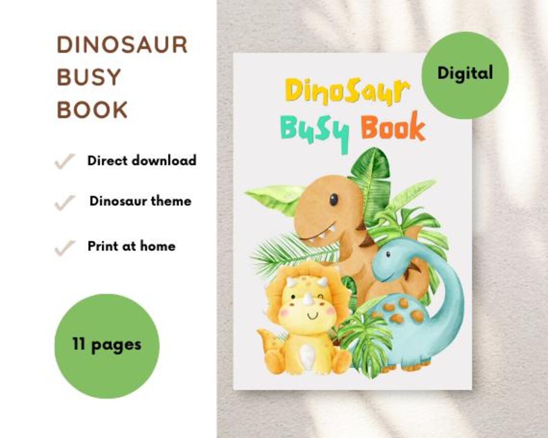 Busy Book Printable Dinosaur Theme Homeschool Worksheet Educational ...