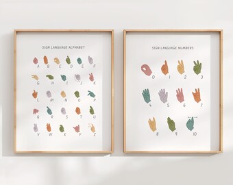 American Sign Language Poster, Printable ASL Alphabet Wall Art ...