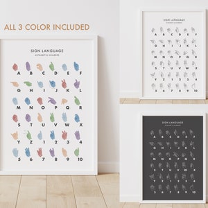 American Sign Language Poster, Printable ASL Alphabet Wall Art ...