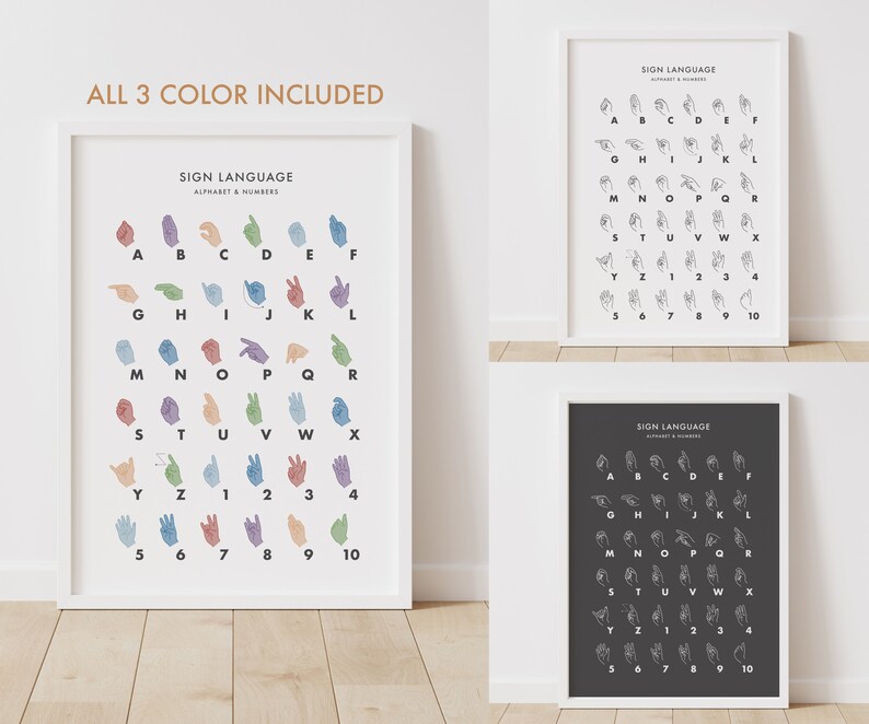 American Sign Language Poster, Printable ASL Alphabet Wall Art ...
