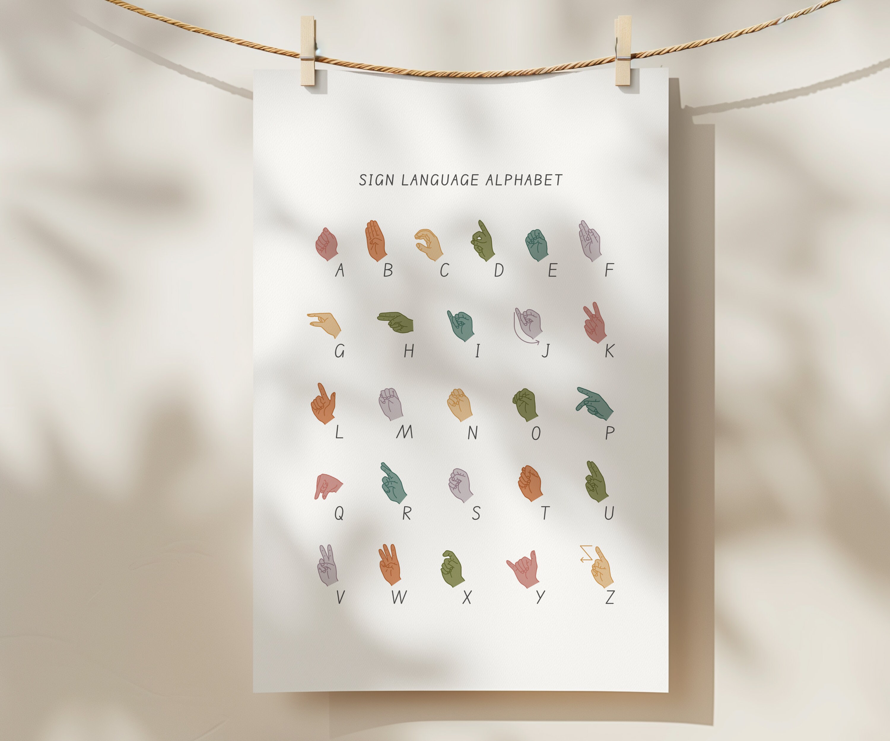 American Sign Language Poster, Printable ASL Alphabet Wall Art ...