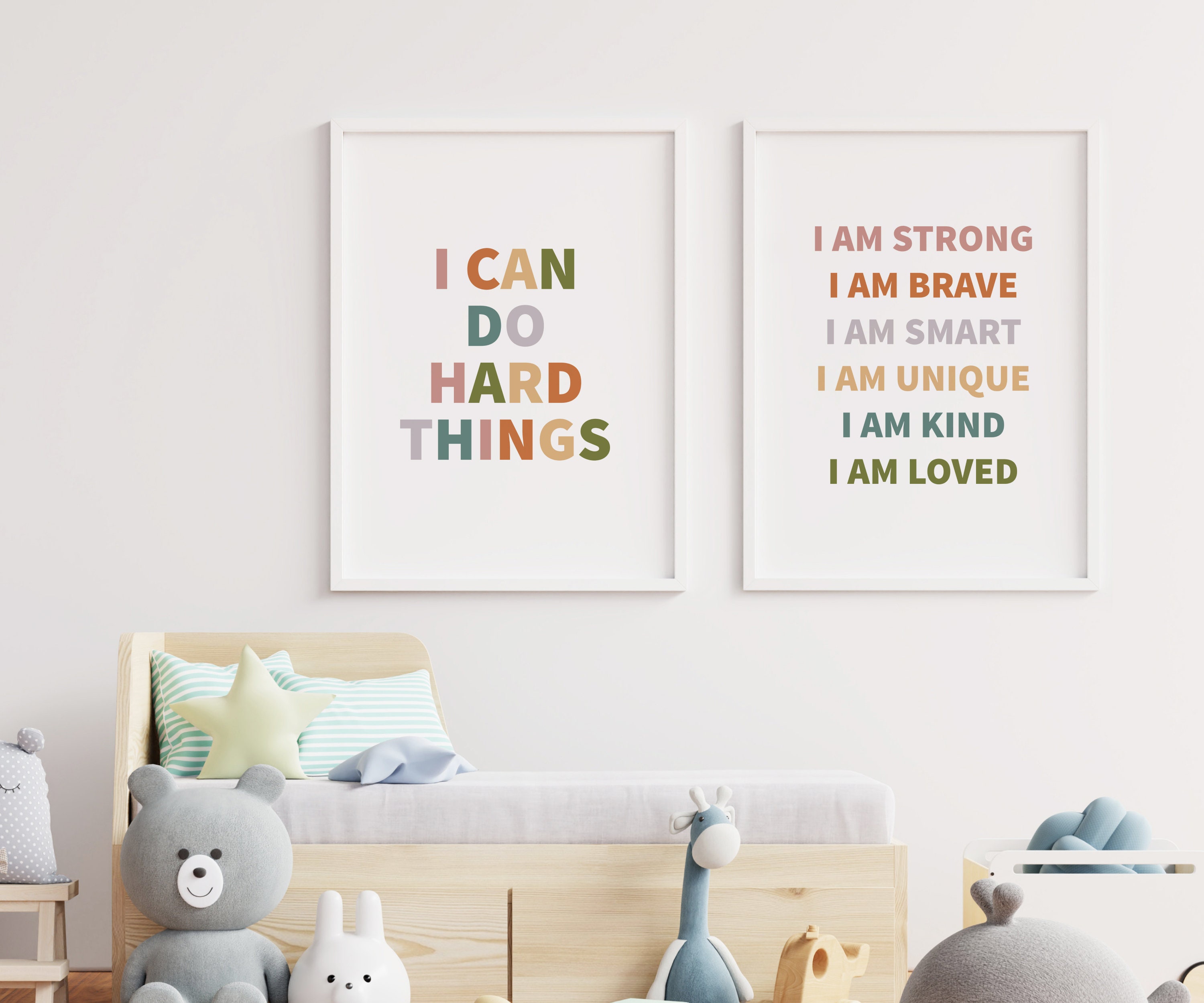 Set of 2 Kids Affirmation Poster, Kids Wall Art, I Am Affirmations ...