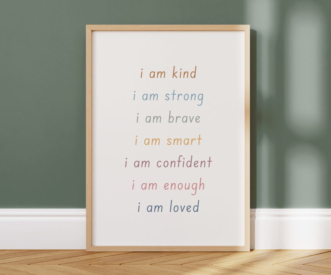 Kids Affirmation Poster, Boho Kids Wall Art, I Am Affirmations ...