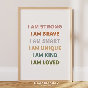 Set of 2 Kids Affirmation Poster, Kids Wall Art, I Am Affirmations ...