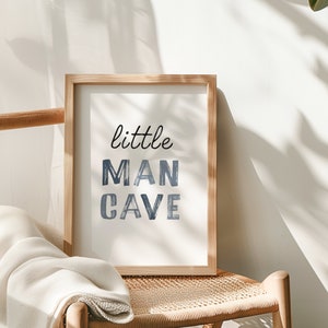 Little Man Cave Sign, Boys Nursery Wall Decor Navy Blue, Kids Room Wall ...