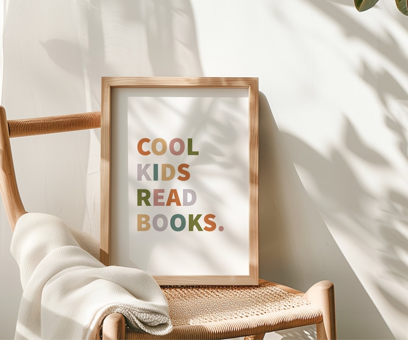 Cool Kids Read Books Printable, Kids Reading Book, Playroom Wall Decor ...