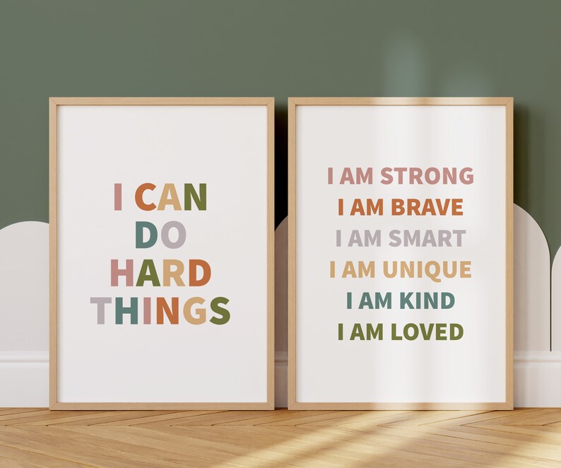 Set of 2 Kids Affirmation Poster, Kids Wall Art, I Am Affirmations ...