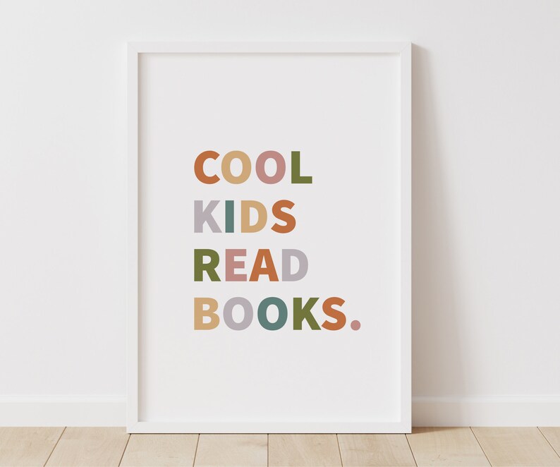 Cool Kids Read Books Printable, Kids Reading Book, Playroom Wall Decor ...