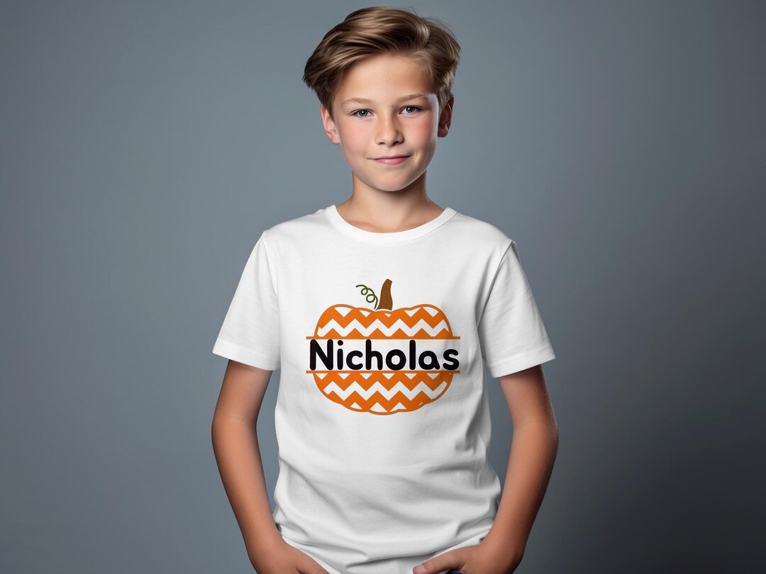 Custom Youth Boy Pumpkin T-shirt, Personalized Halloween Shirt, Fall ...