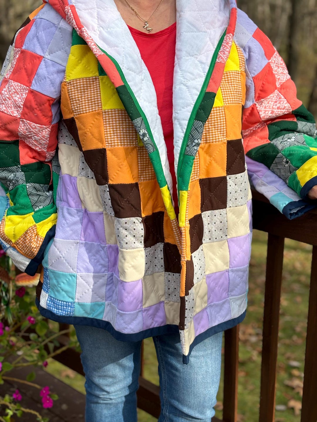 Multi Color Coat With Hood Vintage 70's Quilt - Etsy