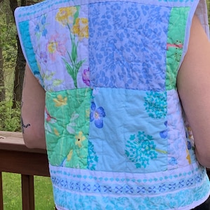 Light Blue Floral Springtime Cropped Quilted Vest M - Etsy