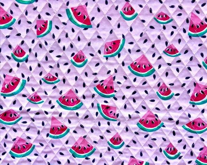 Watermelon Pattern Double Faced Pre-quilted Fabric Pink Cotton by Half ...