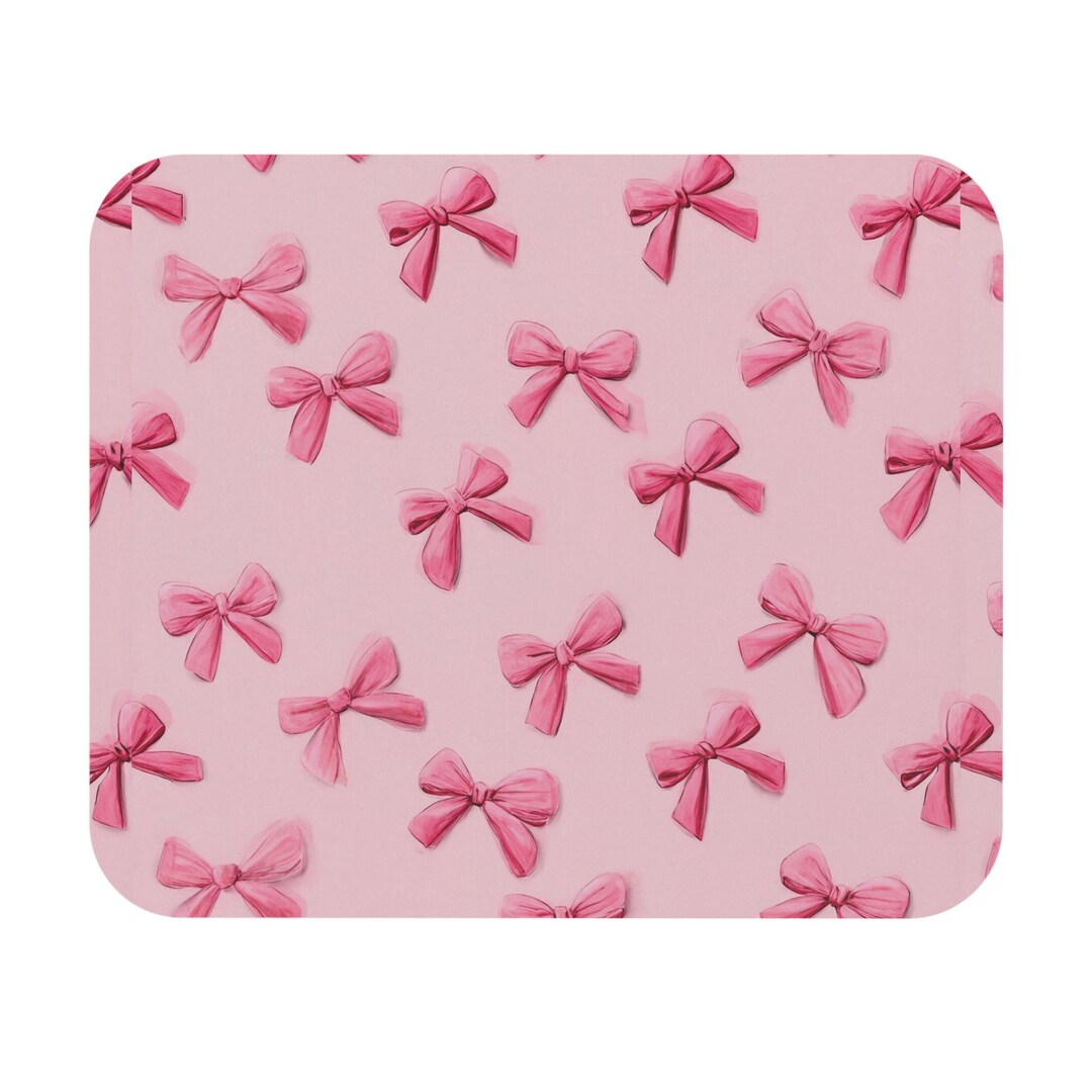 Pink Bow Pattern Mouse Pad | Cute Ribbon Desk Mousepad - Etsy