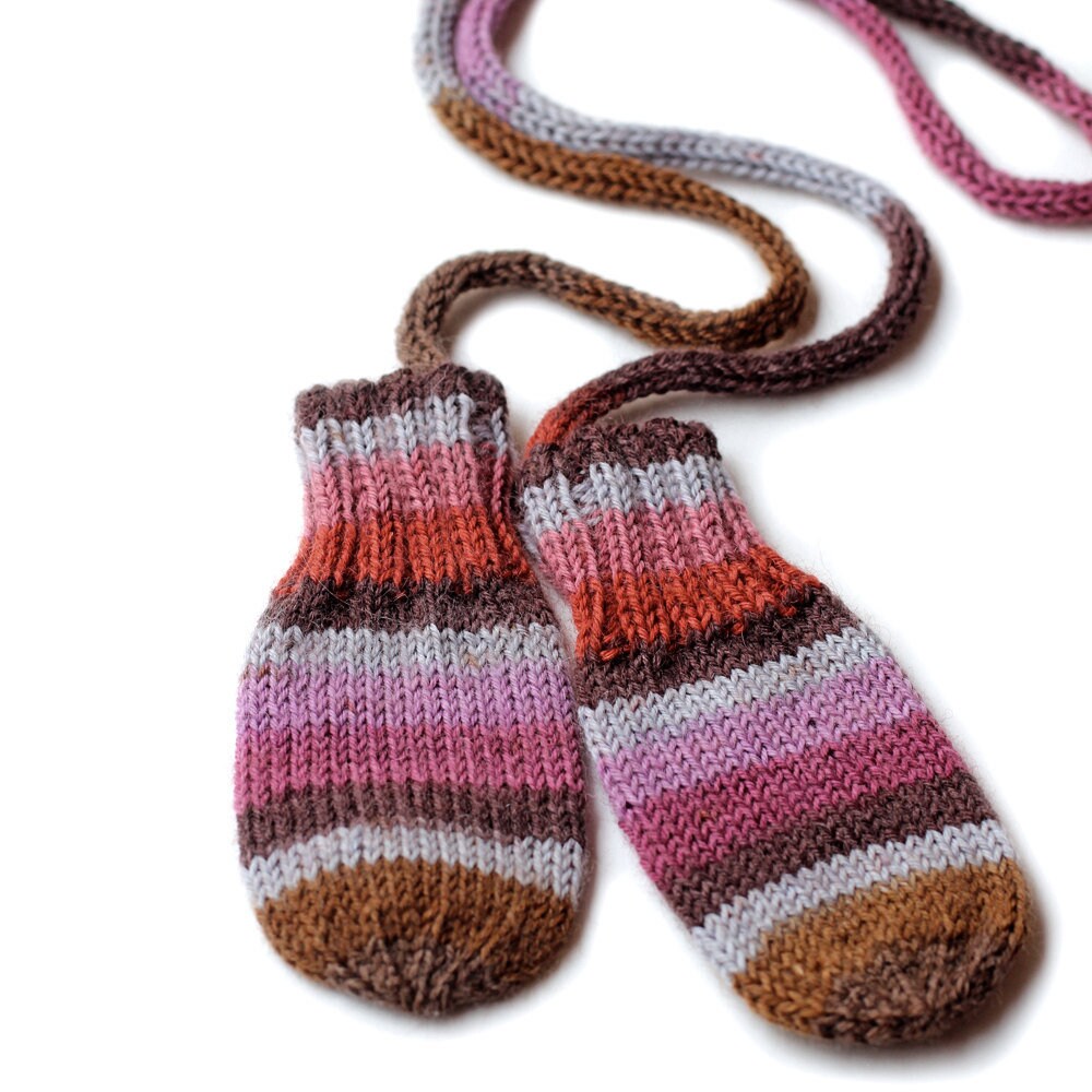 Hand Knit Wool Mittens on String, 3 to 6 Months - Etsy