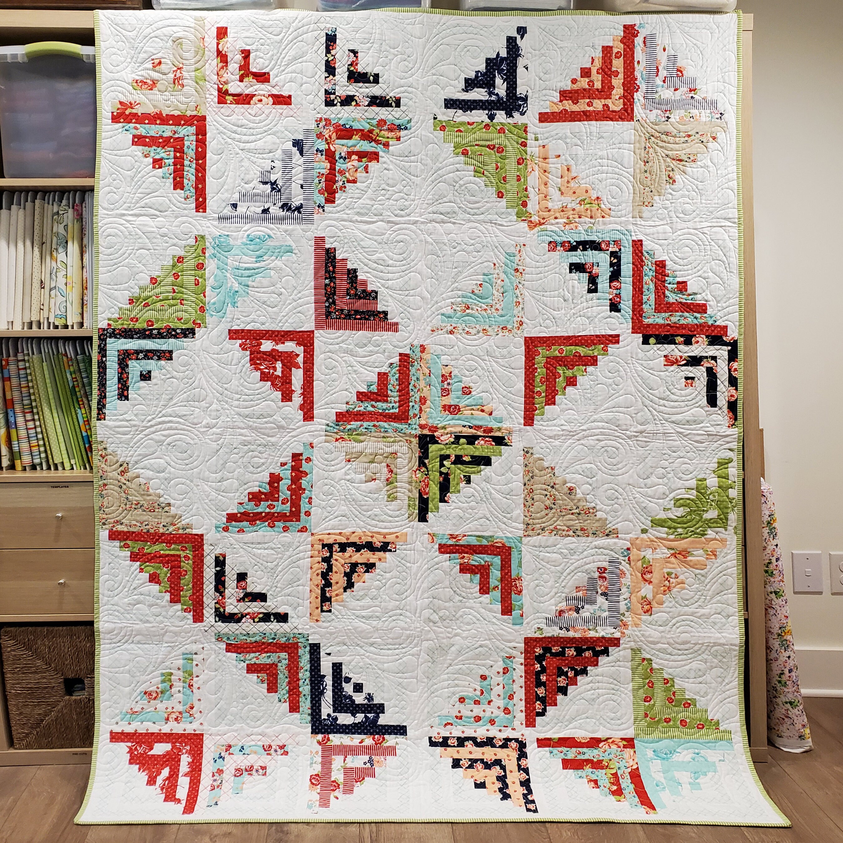 Handmade Modern Log Cabin Patchwork Quilt - Etsy