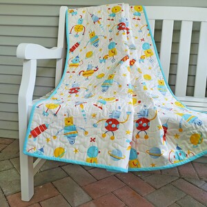 Robots and Rocket Ships Handmade Patchwork Kid's Quilt - Etsy