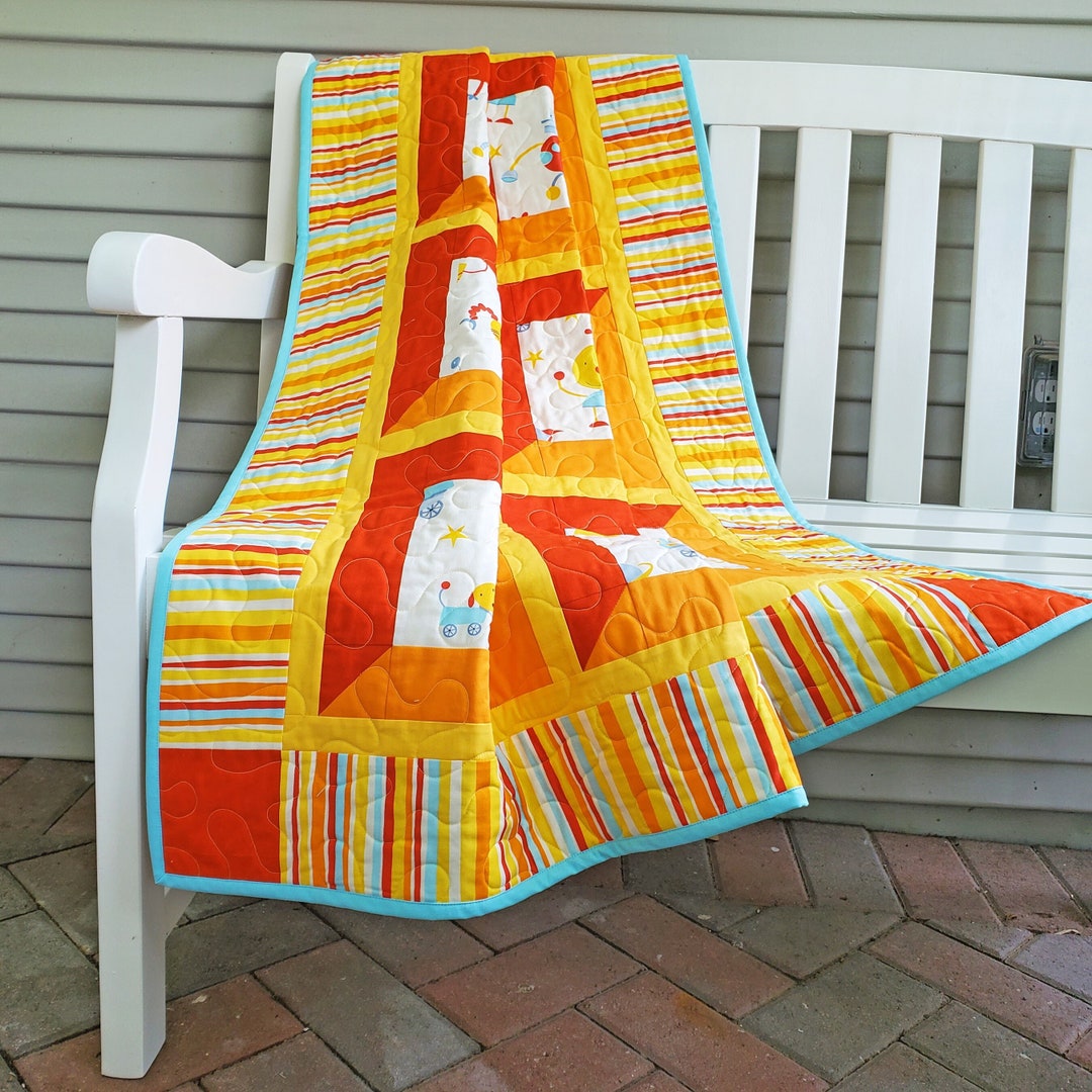 Robots and Rocket Ships Handmade Patchwork Kid's Quilt - Etsy