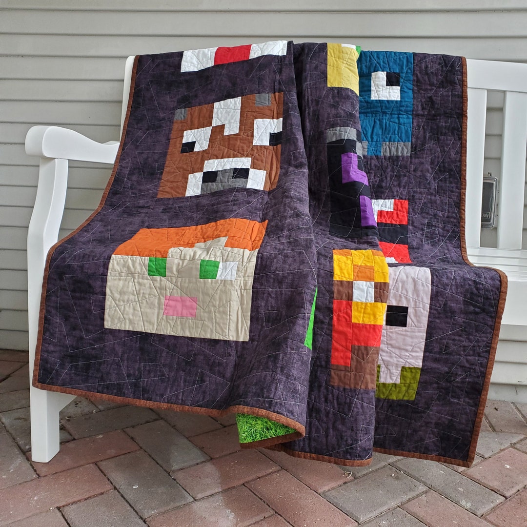 Handmade Minecraft Video Gamer Patchwork Quilt, Minecrafter Birthday ...