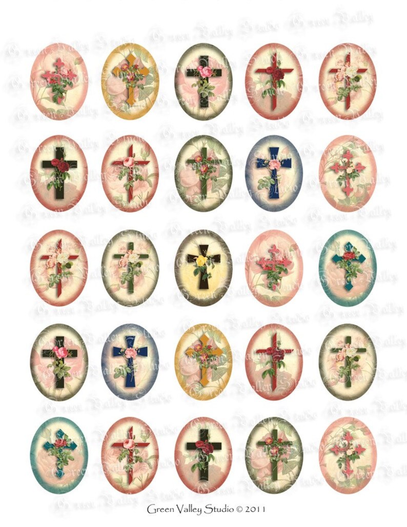 INSTANT DOWNLOAD Floral Crosses Digital Collage Sheet Jesus - Etsy